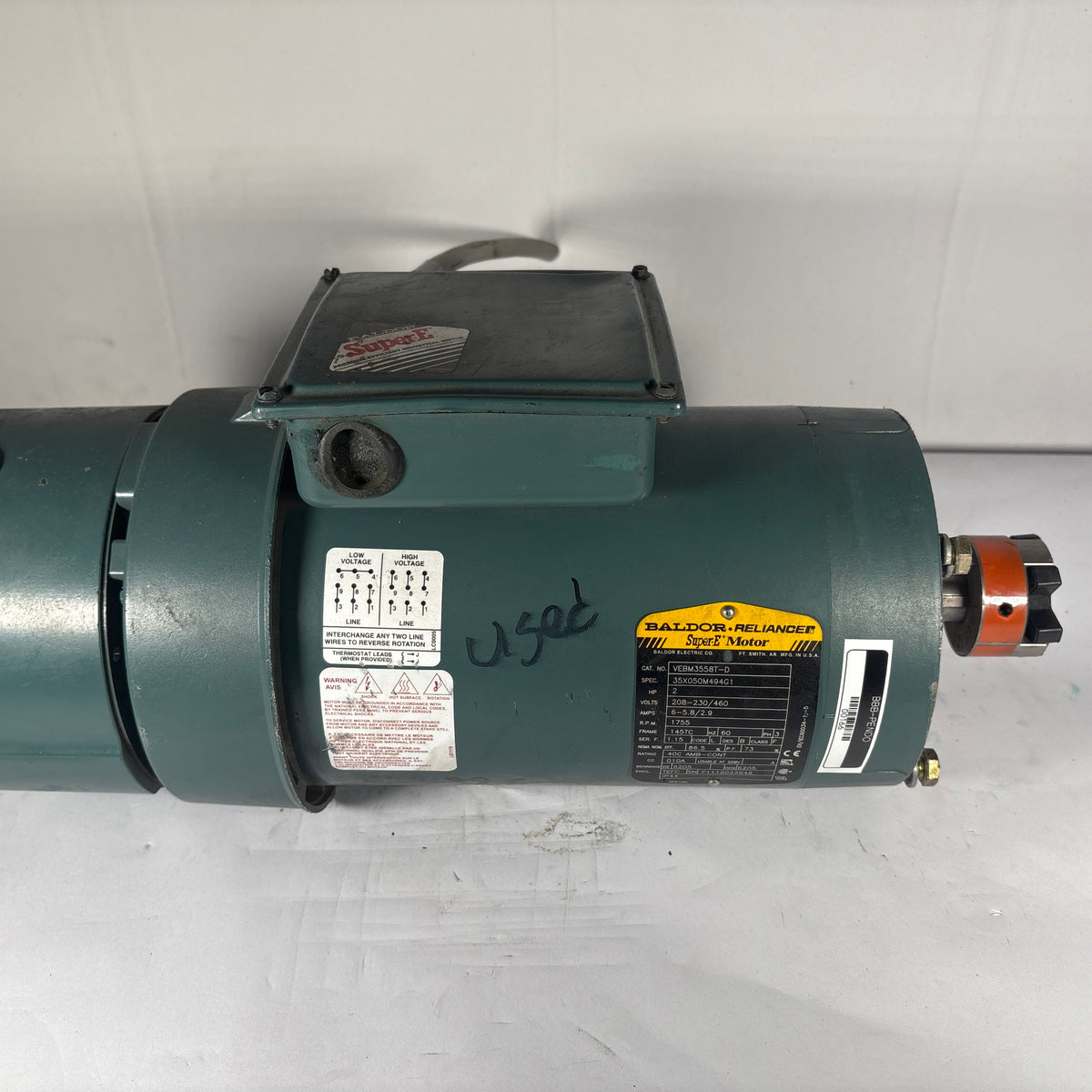 Baldor Reliance - 2 HP Electric Motor with D-Series Motor Break - VEBM ...